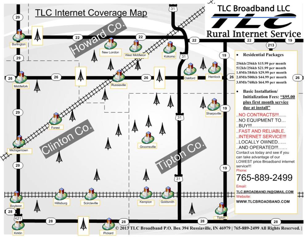 TLCBroadband.com - Coverage area
